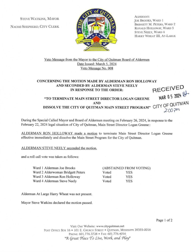 Welcome to The City of Quitman - Quitman, Mississippi